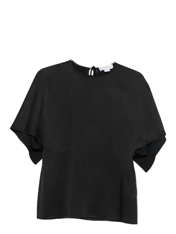 Stella McCartney Satin Silk Top With Cape Sleeves - Black