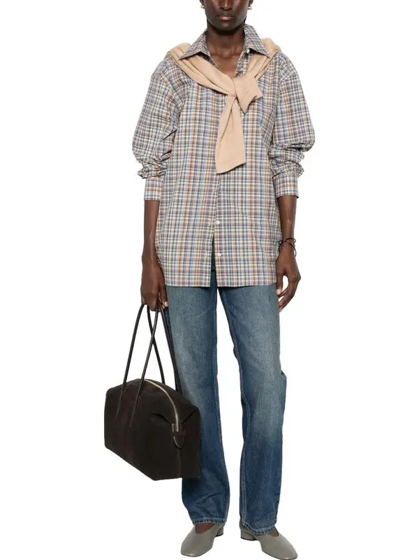 TOTEME Checkered Cotton Shirt - Blue