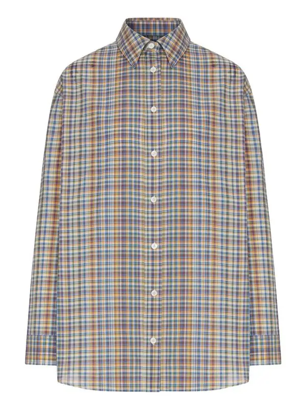 TOTEME Checkered Cotton Shirt - Blue
