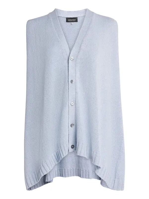 Eskandar Sleeveless Linen-organic Cotton Cardigan - Blue