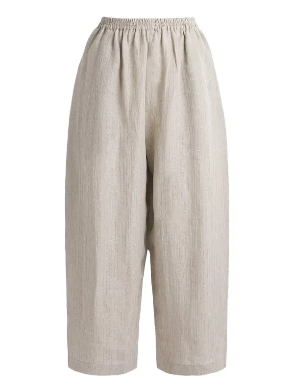 Eskandar Linen-blend Wide Leg Trousers - Neutral