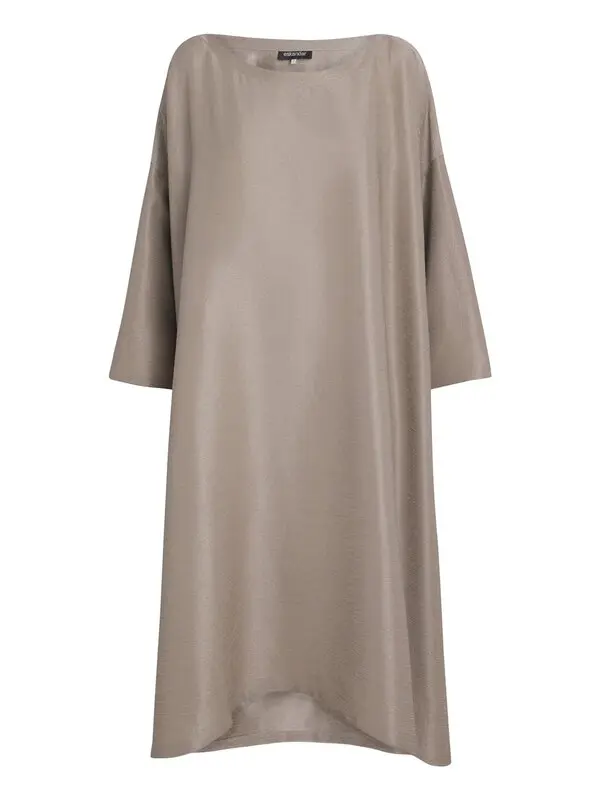 Eskandar Silk Plissé Midi Dress - Grey