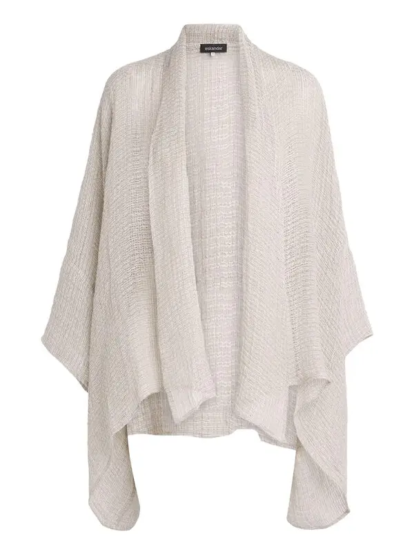 Eskandar Linen Wide-knit Shawl Cardigan - Neutral