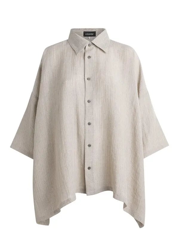 Eskandar Linen-blend Striped Shirt - Neutral