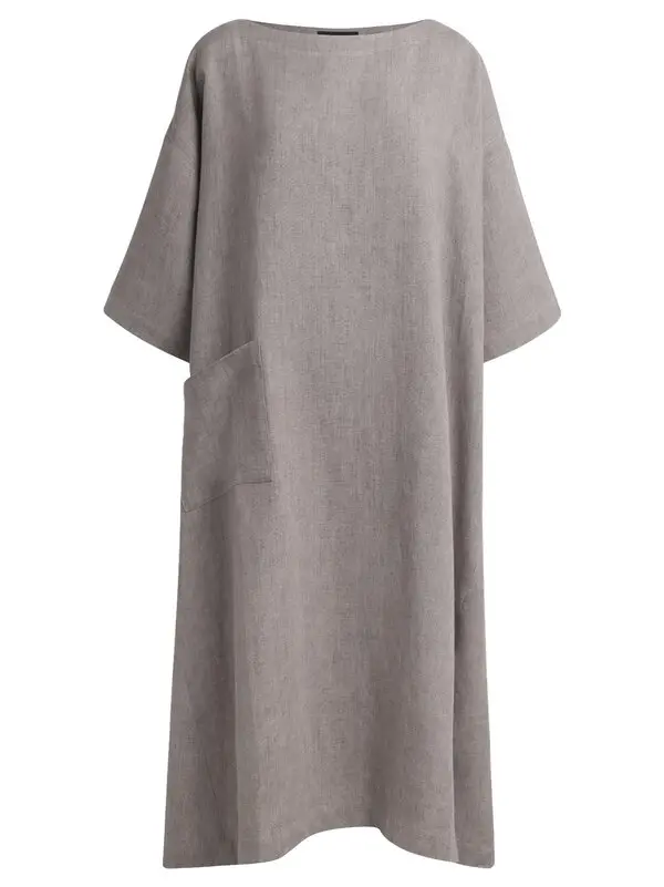 Eskandar Linen Boat-neck Midi Dress - Grey