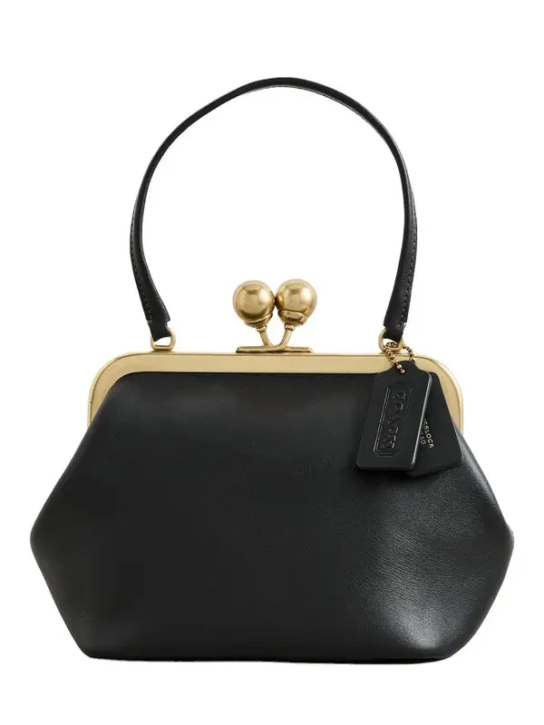 COACH Glovetanned Leather Kisslock Frame Bag - Black