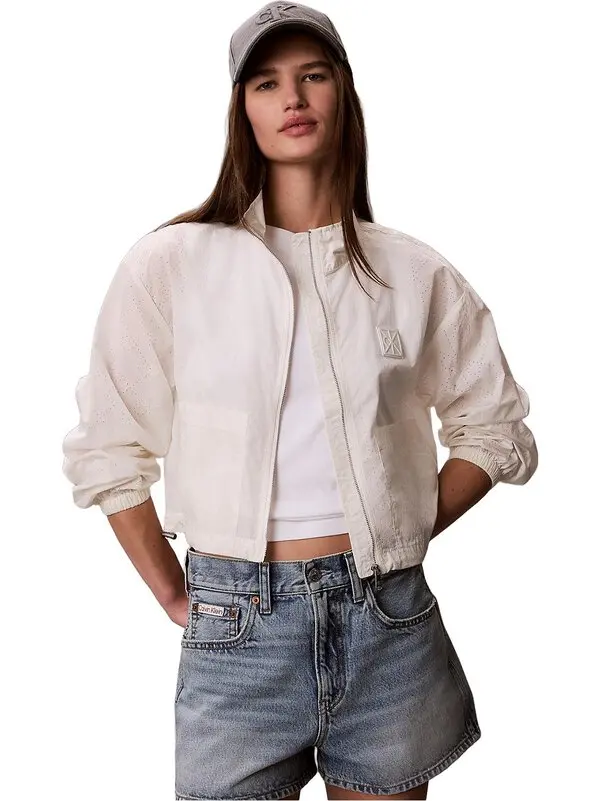 Calvin Klein Emblem Logo Perforated Tech Jacket - Tofu