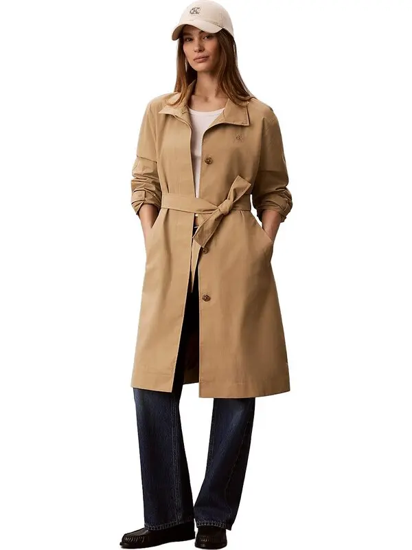 Calvin Klein Tech Long Trench Coat - Cornstalk