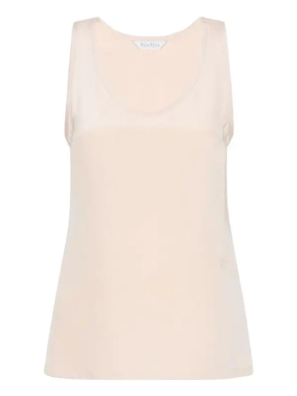Max Mara Silk Crepe De Chine Sleeveless Top With Monogram Detail - Pink