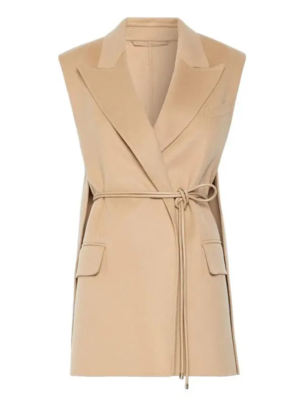 Max Mara Sleeveless Wool Blazer - Camel