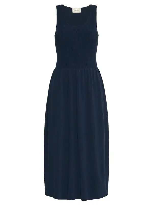 Max Mara Long Viscose Yarn Dress - Navy