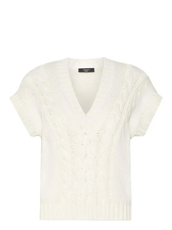 Max Mara Cotton Yarn Cable-knit Vest - Ecru
