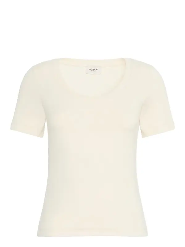 Max Mara Fine Rib-knit Jersey T-shirt - Ivory