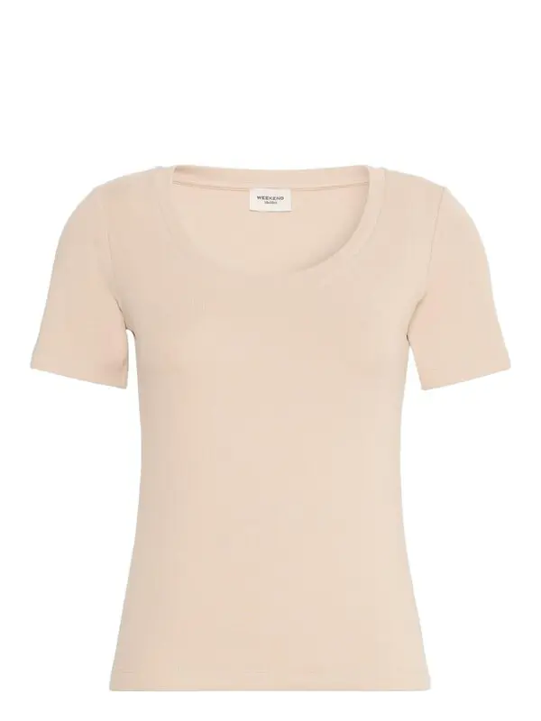 Max Mara Fine Rib-knit Stretch Cotton Jersey T-shirt - Pink