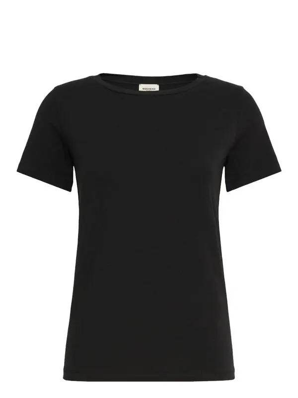 Max Mara Stretch Cotton Jersey T-shirt With Butterfly Logo - Black