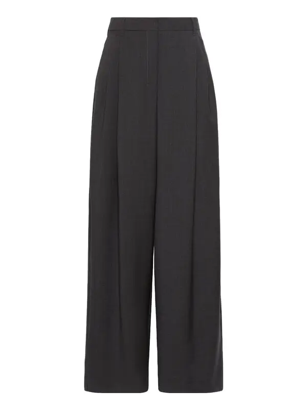 Max Mara Woolen Cloth Palazzo Trousers - Dark Grey