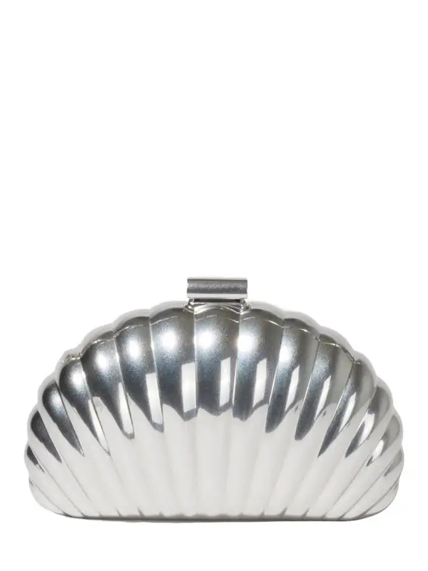 Simkhai Monet Shell Clutch With Chain Strap - Silver