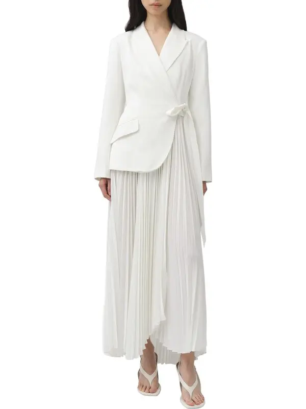Simkhai Ambretta Pleated Crepe Combo Midi Dress - White