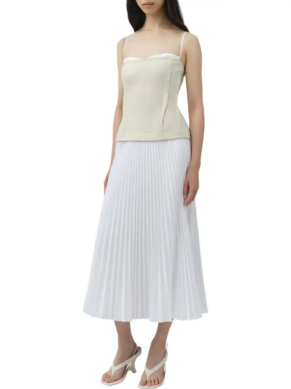 Simkhai Duval Linen Poplin Combo Bustier Midi Dress - Neutral
