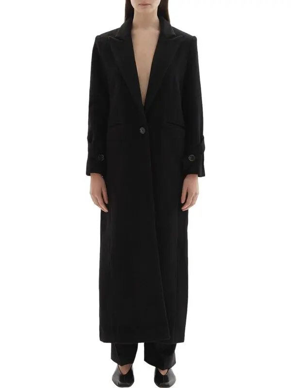 JOAEN Mylah Wool Cashmere Single-breasted Coat - Black