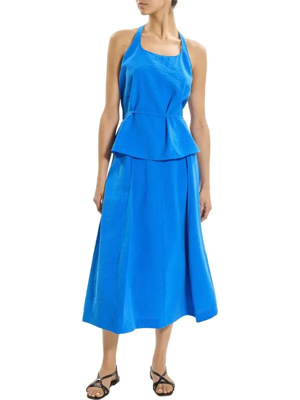 Theory Relaxed Silk Belted Tank Top - Blue