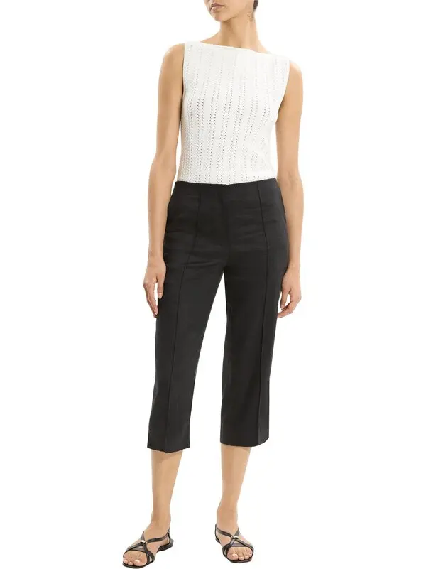 Theory Linen Twill Capri Pants - Black
