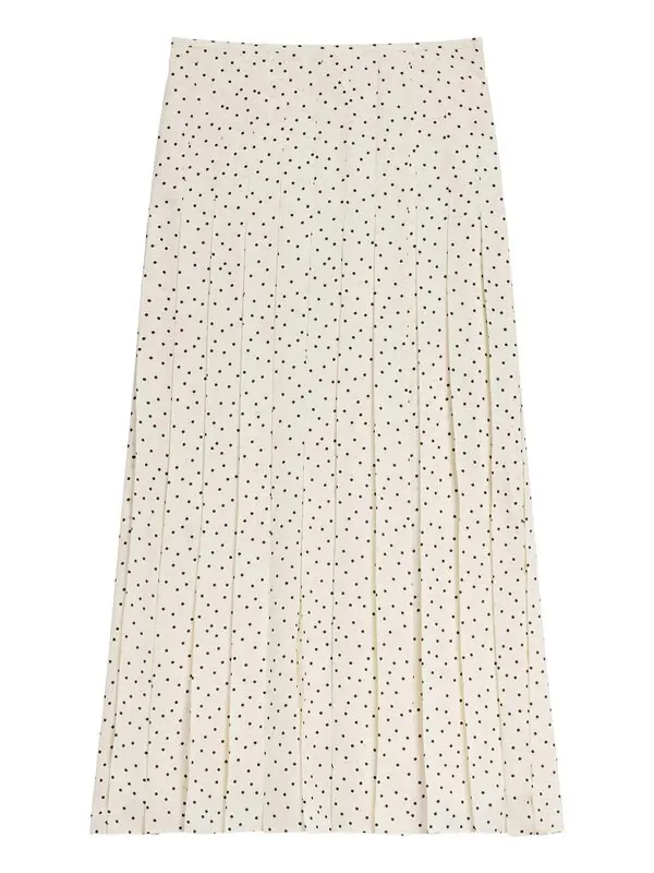 Theory Polka Dot Pleated Midi Skirt - White