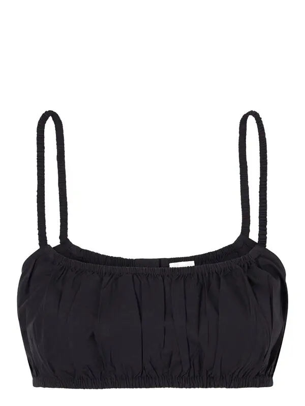 Suzie Kondi Shirred Cotton-poplin Bandeau Tank - Black