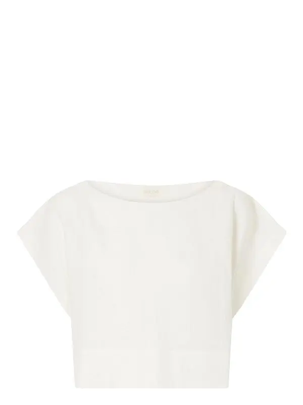 Suzie Kondi Cropped Linen Top - White