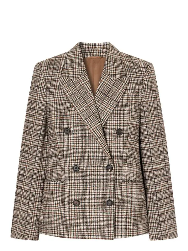 Brunello Cucinelli Checked Wool-blend Blazer - Neutrals