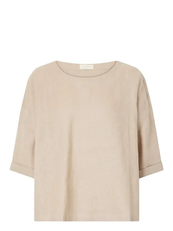 Suzie Kondi Saria Linen-chambray Top - Neutrals