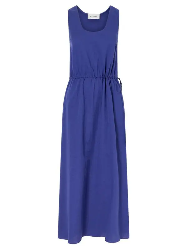 Matteau Gathered Cotton Midi Dress - Blue