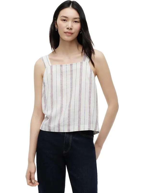 Tommy Hilfiger Striped Linen-blend Tank Top - Ecru