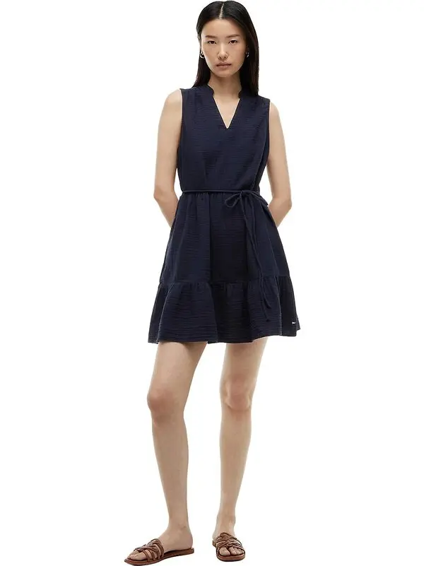 Tommy Hilfiger Tiered Cotton Gauze Mini Dress - Navy Blue