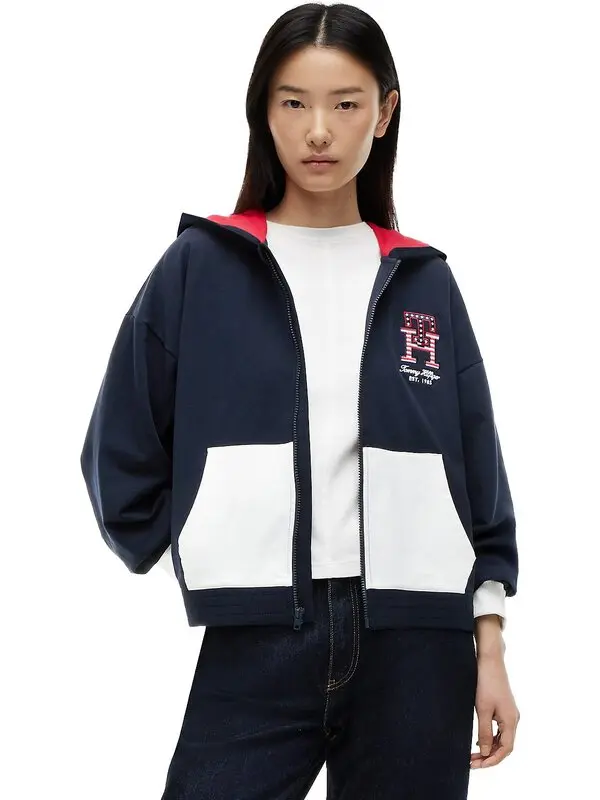 Tommy Hilfiger Stars & Stripes Colorblock Zip Hoodie - Navy Blue