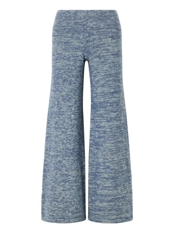 THE ELDER STATESMAN Nimbus Knitted Cashmere And Silk-blend Wide-leg Pants - Blue