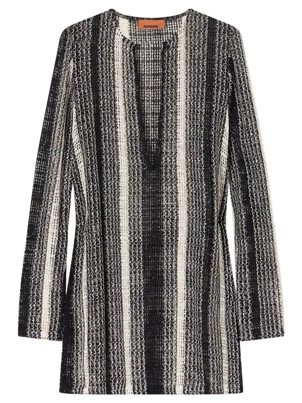 Missoni Striped Metallic Sequin-embellished Crochet-knit Dress - Black