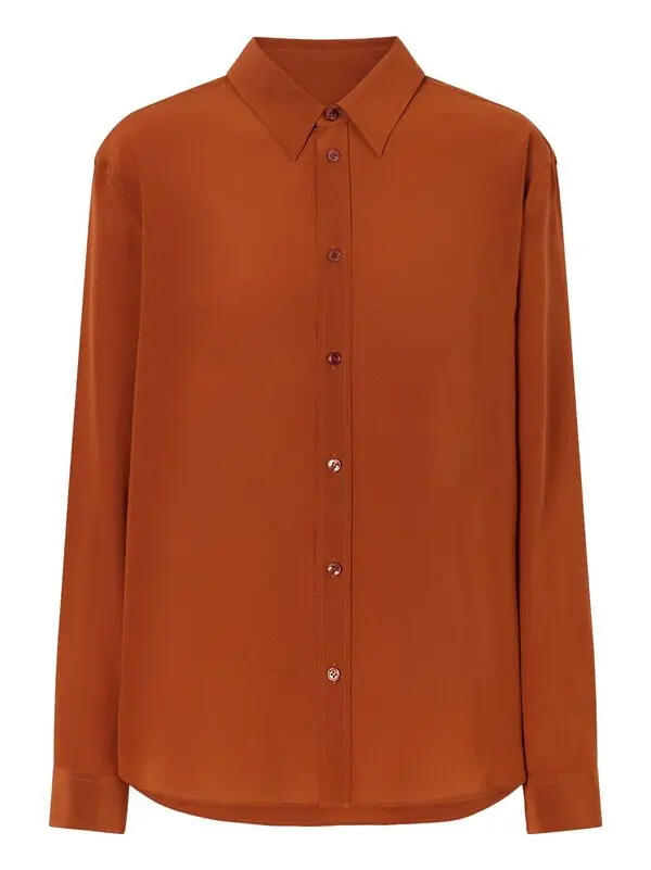Saint Laurent Logo-embroidered Silk-crepe Blouse - Orange