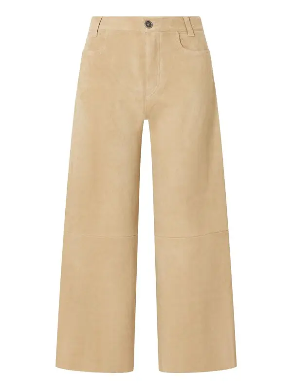 Stouls Lilou Cropped Suede Wide-leg Pants - Neutrals