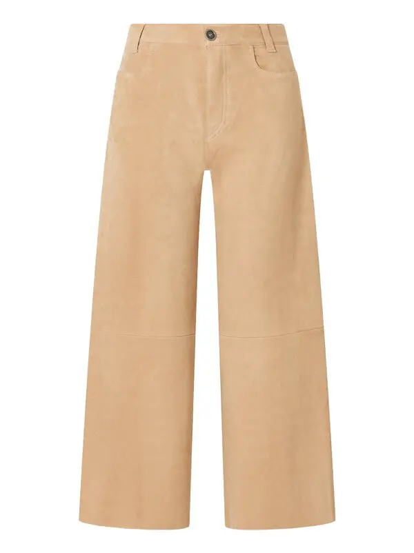 Stouls Lilou Cropped Suede Wide-leg Pants - Neutrals