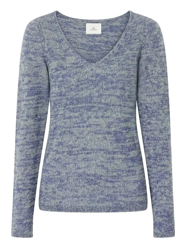 THE ELDER STATESMAN V-neck Cashmere And Silk-blend Sweater - Blue