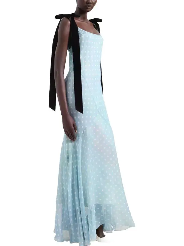 Nina Ricci Light Silk Polka Dot Mermaid Maxi Dress - Blue