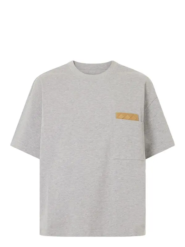 Bottega Veneta Intrecciato Suede-trimmed Organic Cotton-jersey T-shirt - Gray