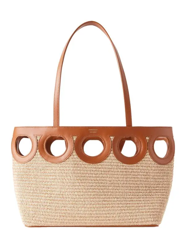 FERRAGAMO Gancio Raffia Tote Bag - Neutrals