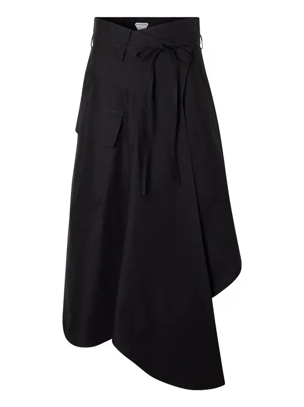 Bottega Veneta Wrapped Cotton-mousseline Maxi Skirt - Black