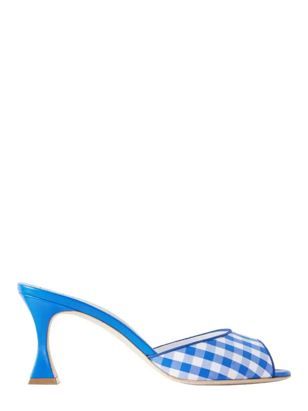 Manolo Blahnik Jadara 70 Checked Woven Mules - Blue