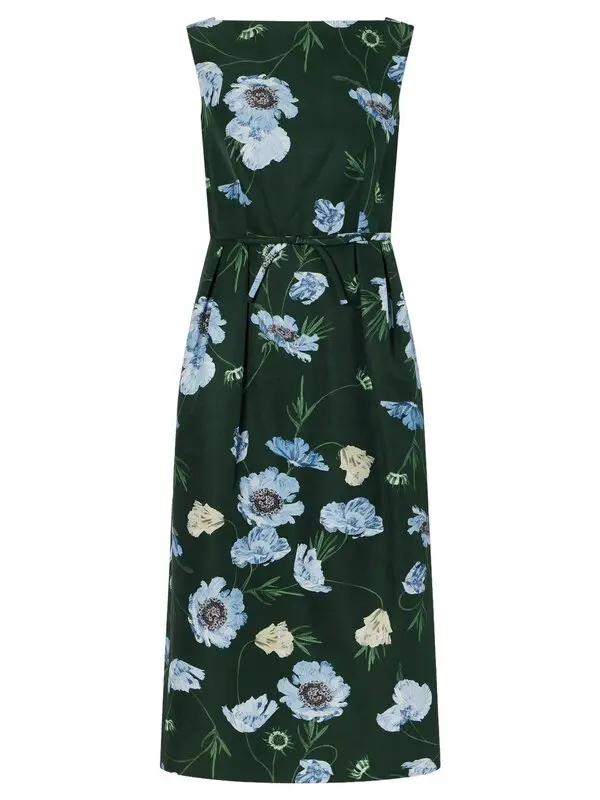 Erdem Floral-printed Cotton-blend Faille Midi Dress - Green