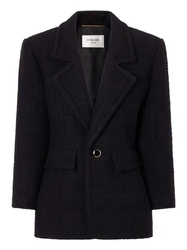 Saint Laurent Wool-blend Tweed Blazer - Black