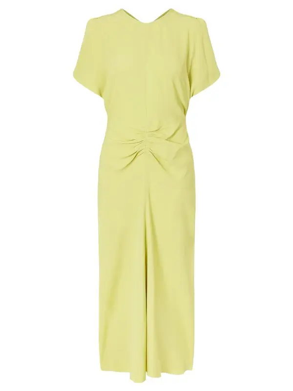 Victoria Beckham Bela Gathered Satin Midi Dress - Chartreuse