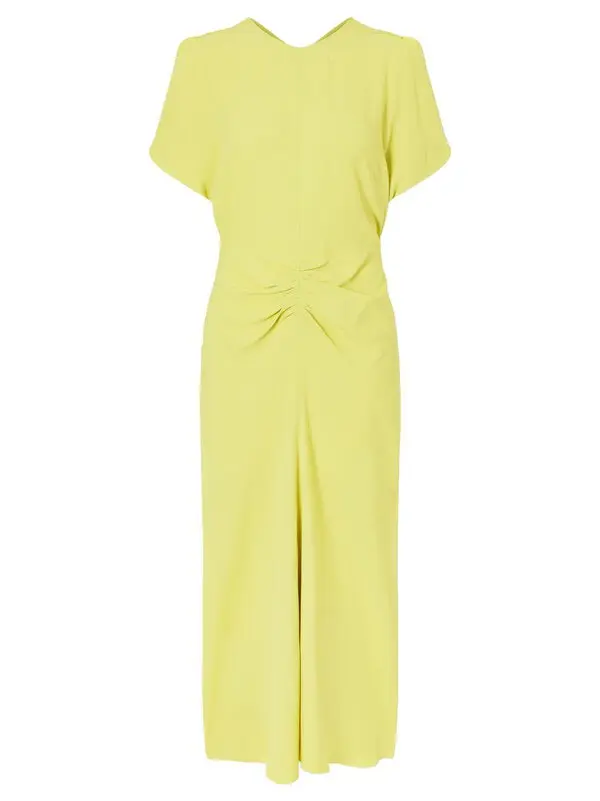 Victoria Beckham Bela Gathered Satin Midi Dress - Chartreuse